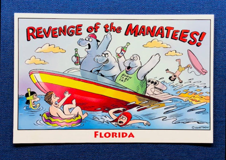 Revenge of the Manatees Postcard - Etsy