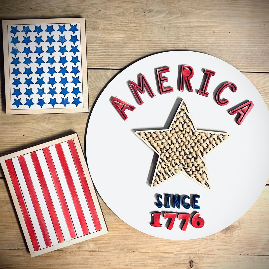América 4 de julio SVG Laser Cut File Instant Download Mini Sign Bundle ...