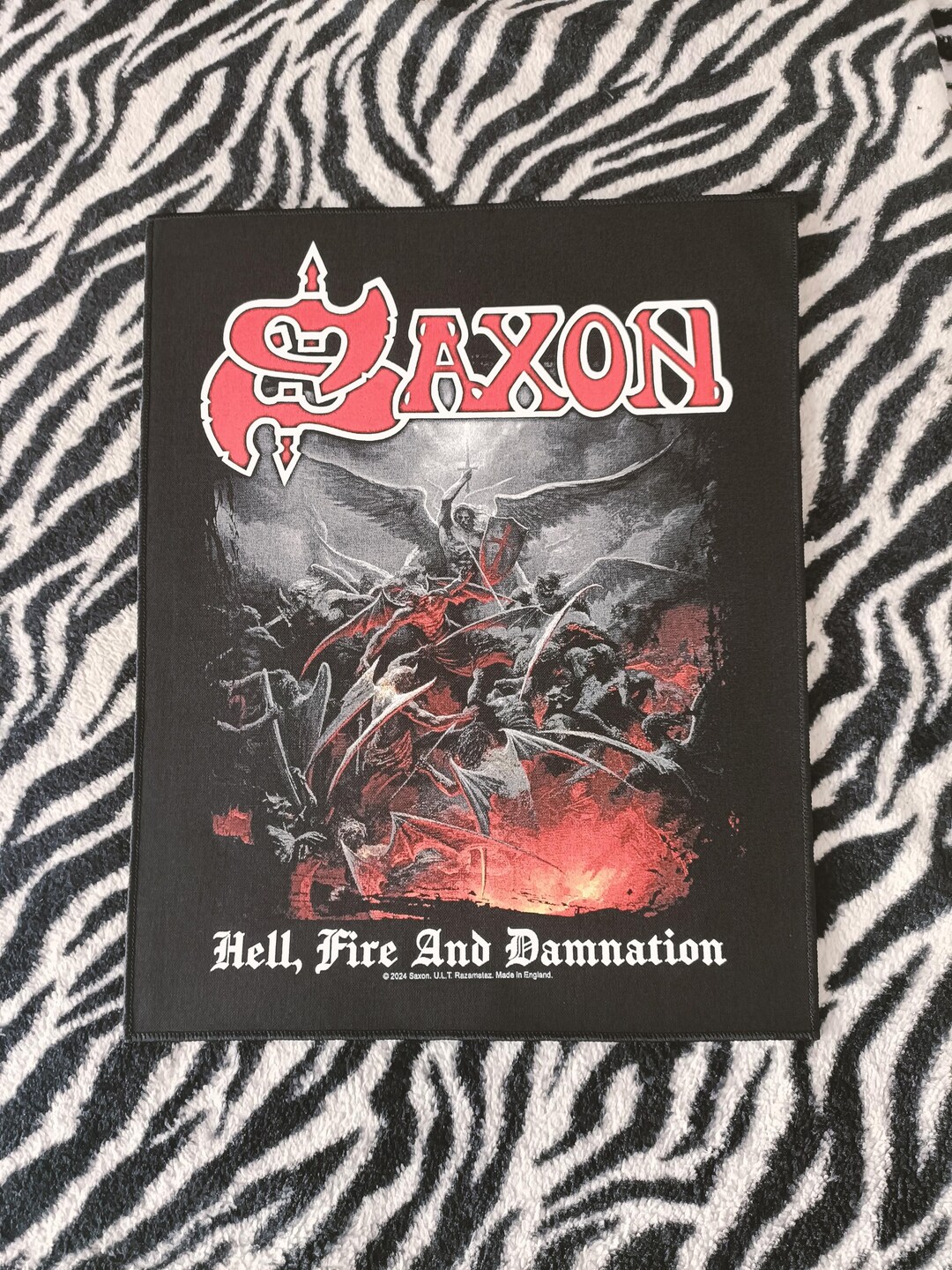 Saxon Hell, Fire and Damnation Large Printed Back Patch offical Band ...