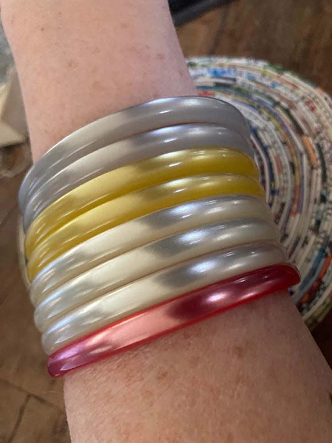 Vintage 1950s Moonglow Lucite Spacer Bangles in Assorted Colors—1/4" Wide With 8" Interior ...