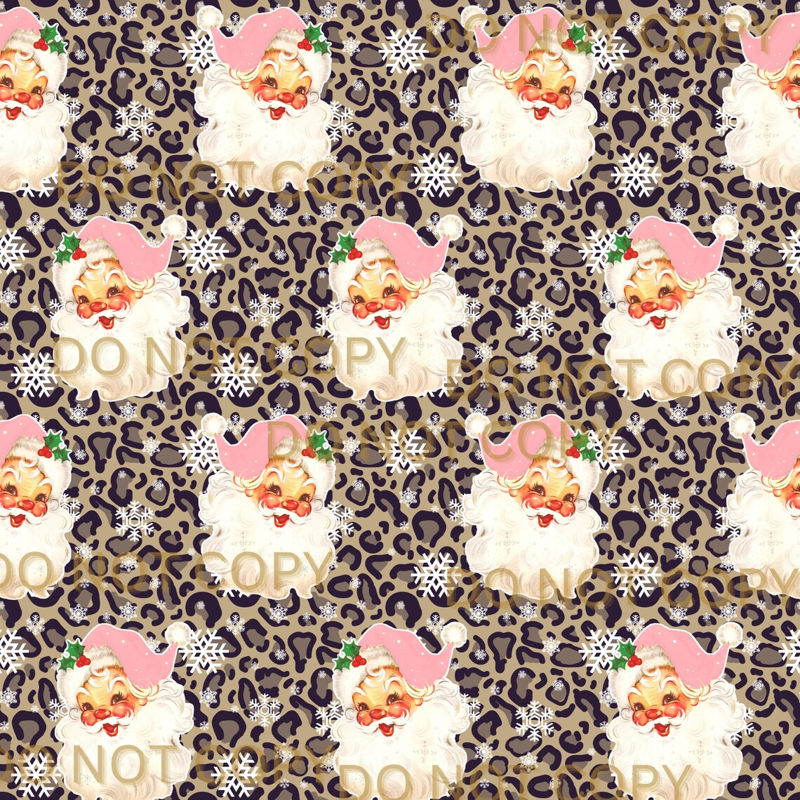 Santa Vintage Leopard| Seamless Pattern| Christmas Tumbler Pattern ...