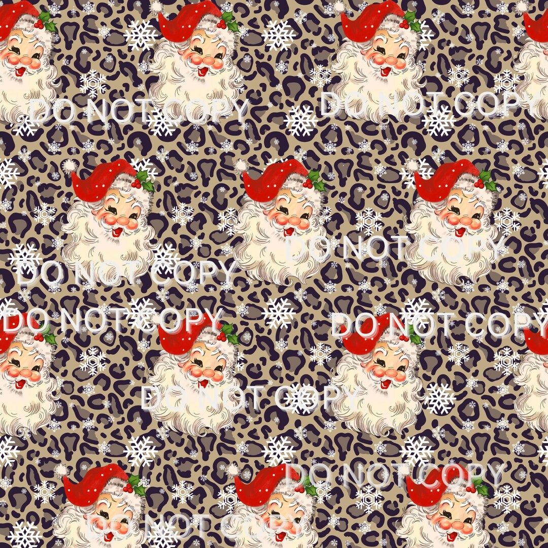 Santa Vintage Leopard| Seamless Pattern| Christmas Tumbler Pattern ...