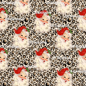 Santa Vintage Leopard| Seamless Pattern| Christmas Tumbler Pattern ...