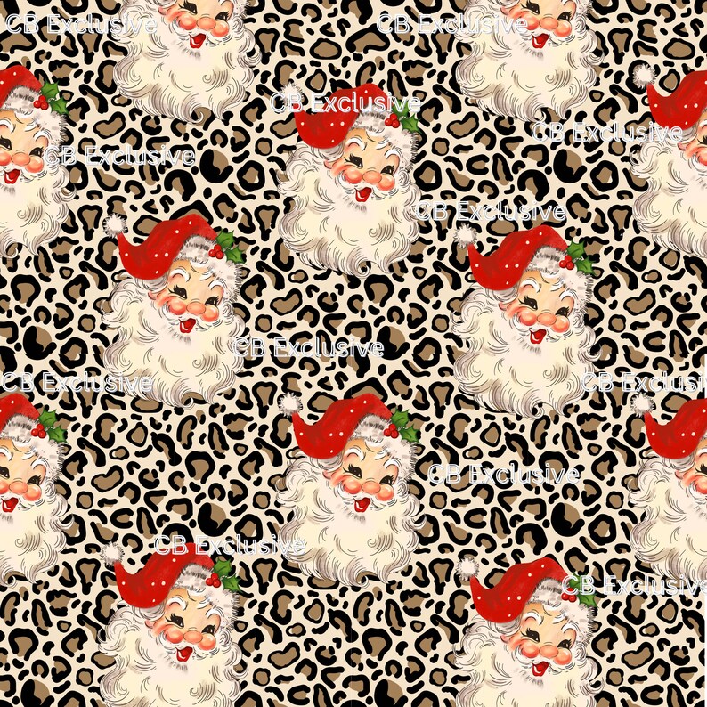 Santa Vintage Leopard Seamless Pattern Christmas Tumbler - Etsy