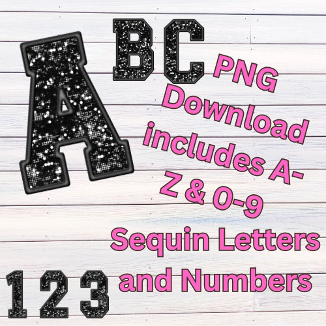 Sequin Letters PNG| Sequin Letters SVG | Faux Sequin Alphabet| Black ...