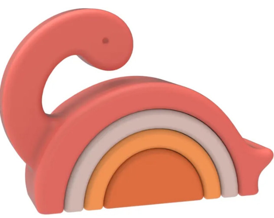 Dinosaur Silicone Stacker|baby Toy|pink Dinosaur|silicone Toy|baby ...
