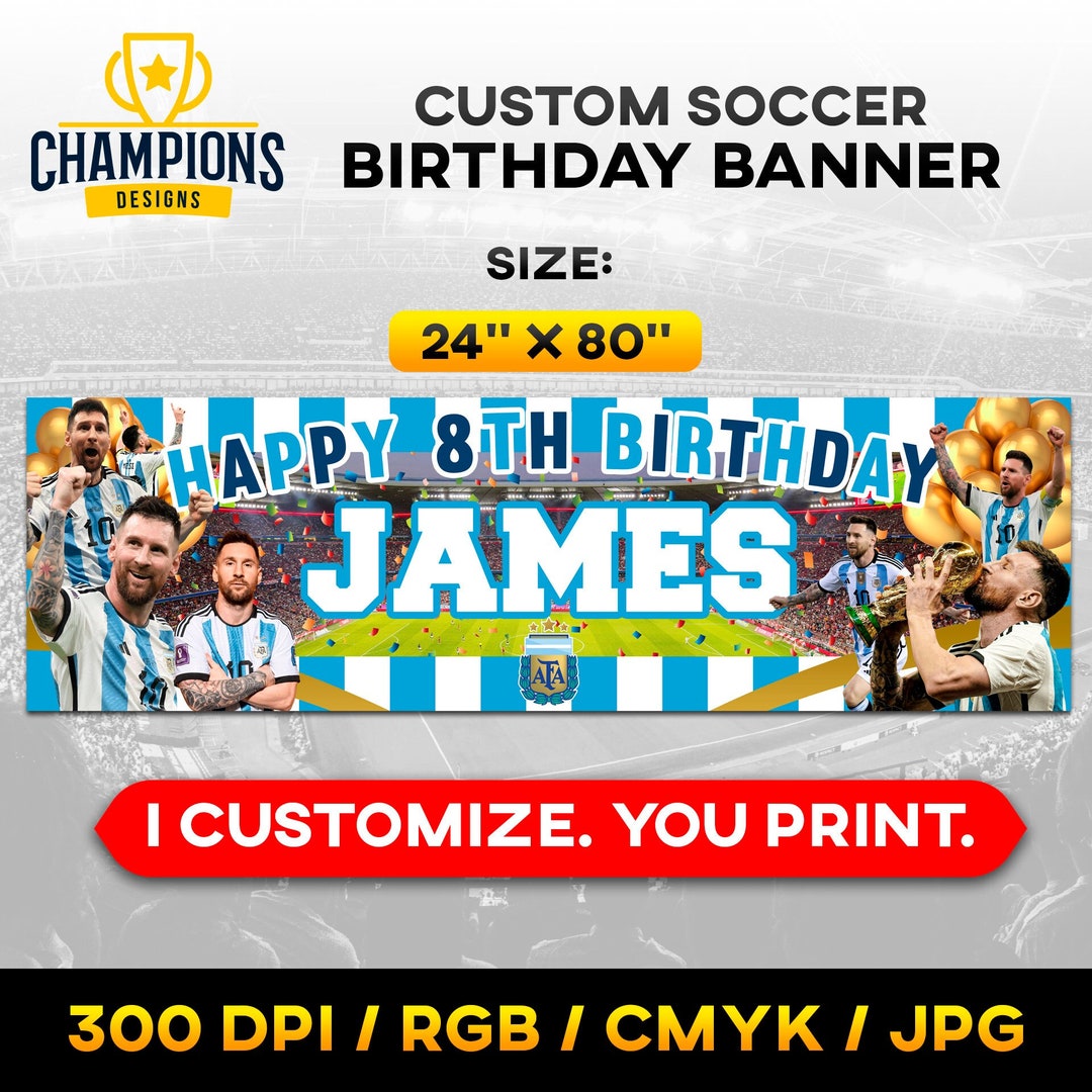 Messi Argentina Birthday Banner, Messi Party Banner, Digital File Only ...