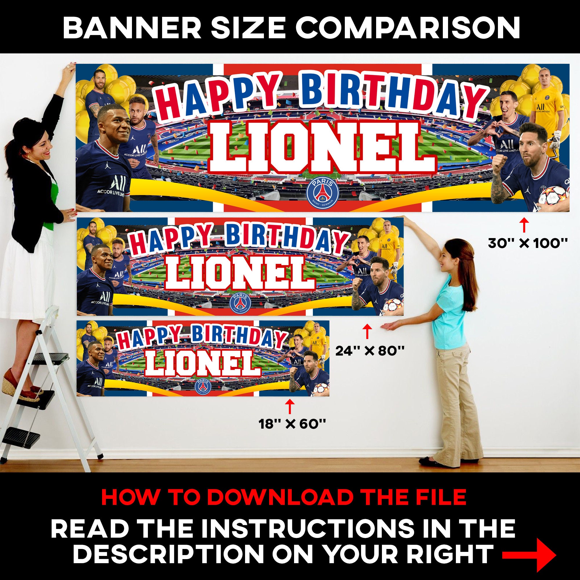PSG Birthday Banner 24 X 80 Inches Custom Banner Custom - Etsy