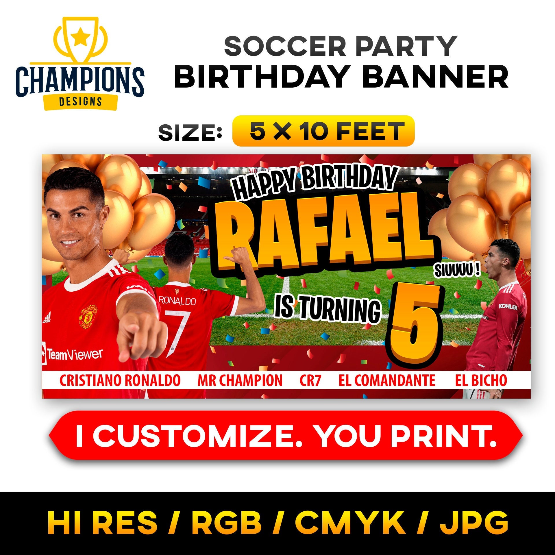 Cristiano Ronaldo Soccer Party Banner CR7 Birthday Banner - Etsy