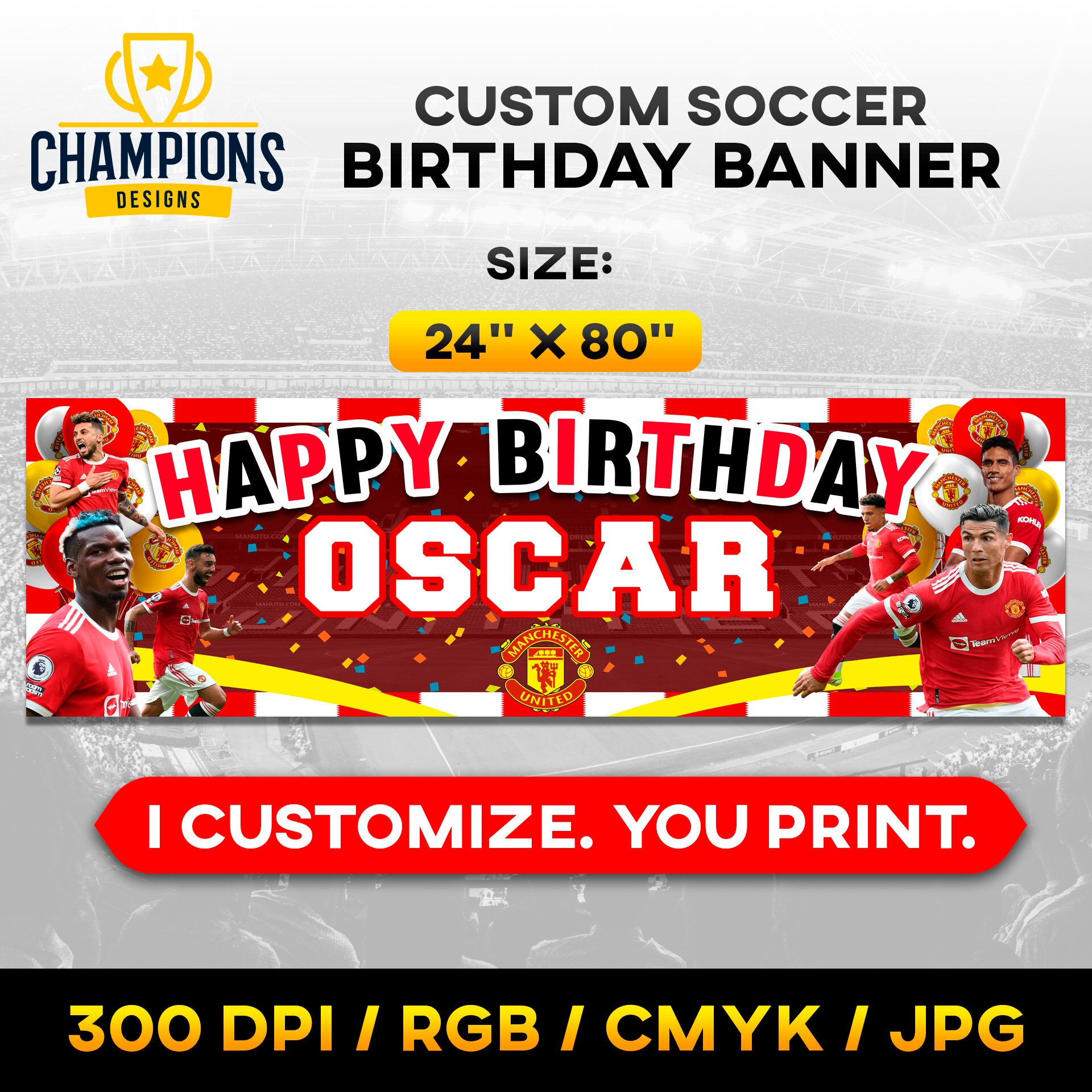 Manchester United Banner 24 X 80 Inches Birthday Banner - Etsy Ireland