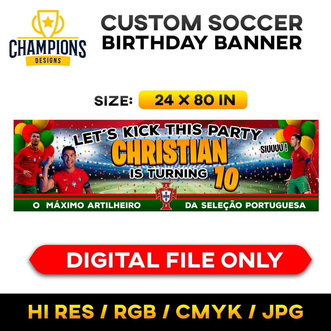 Cristiano Birthday Banner, Ronaldo Birthday Banner, Printable, Digital ...