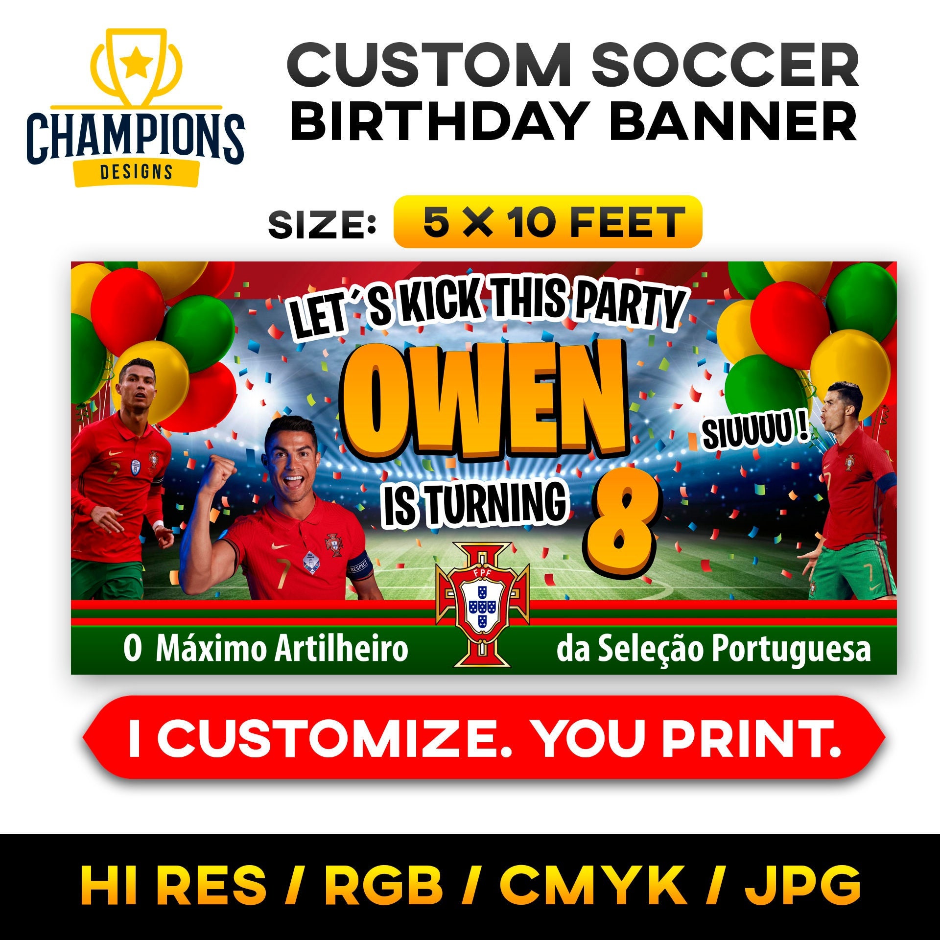 CR7 Portugal Soccer Banner, Portugal Banner Printable, Digital File ...