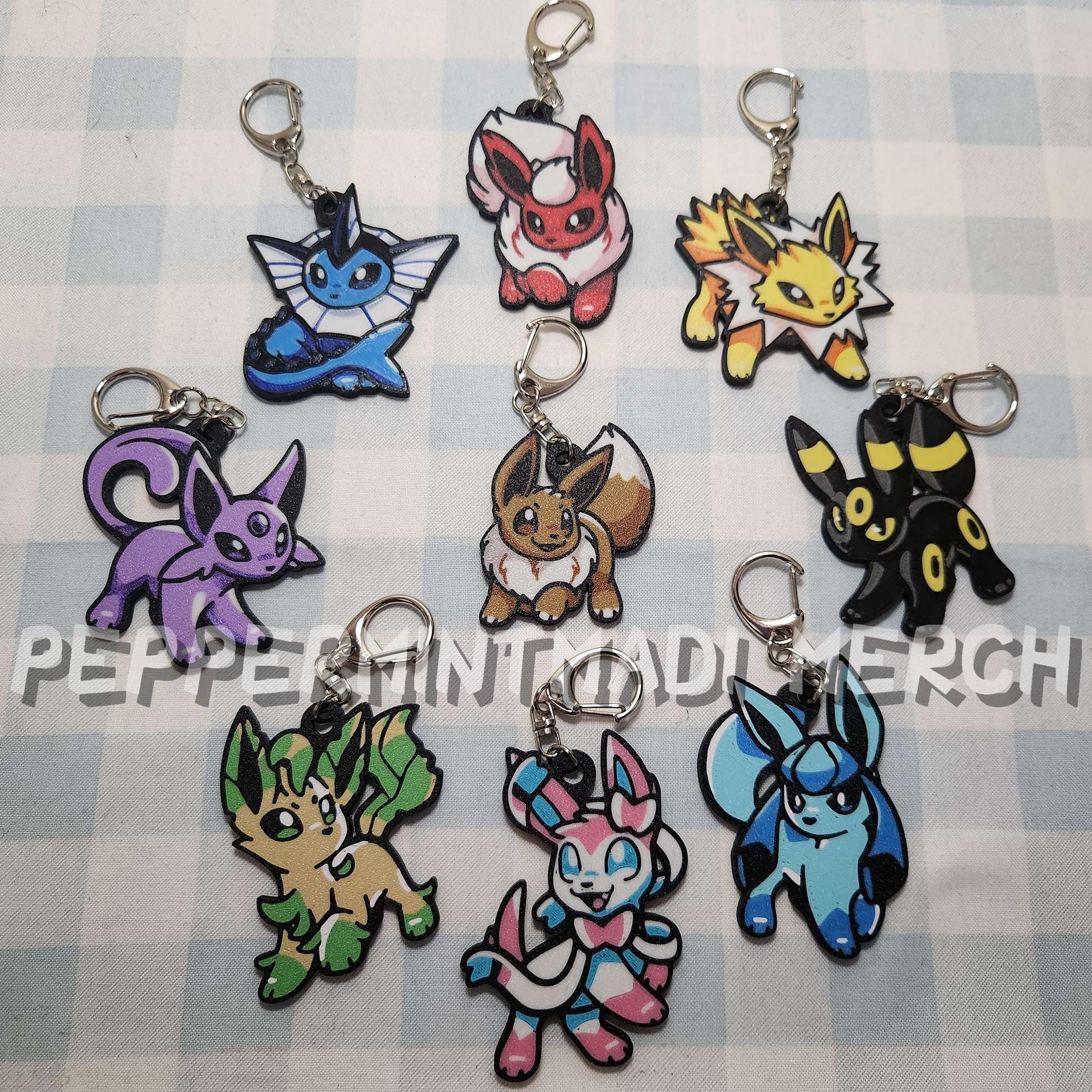 Eeveelutions Poke Keychain Collection | 3D Printed Eevee Keychains ...