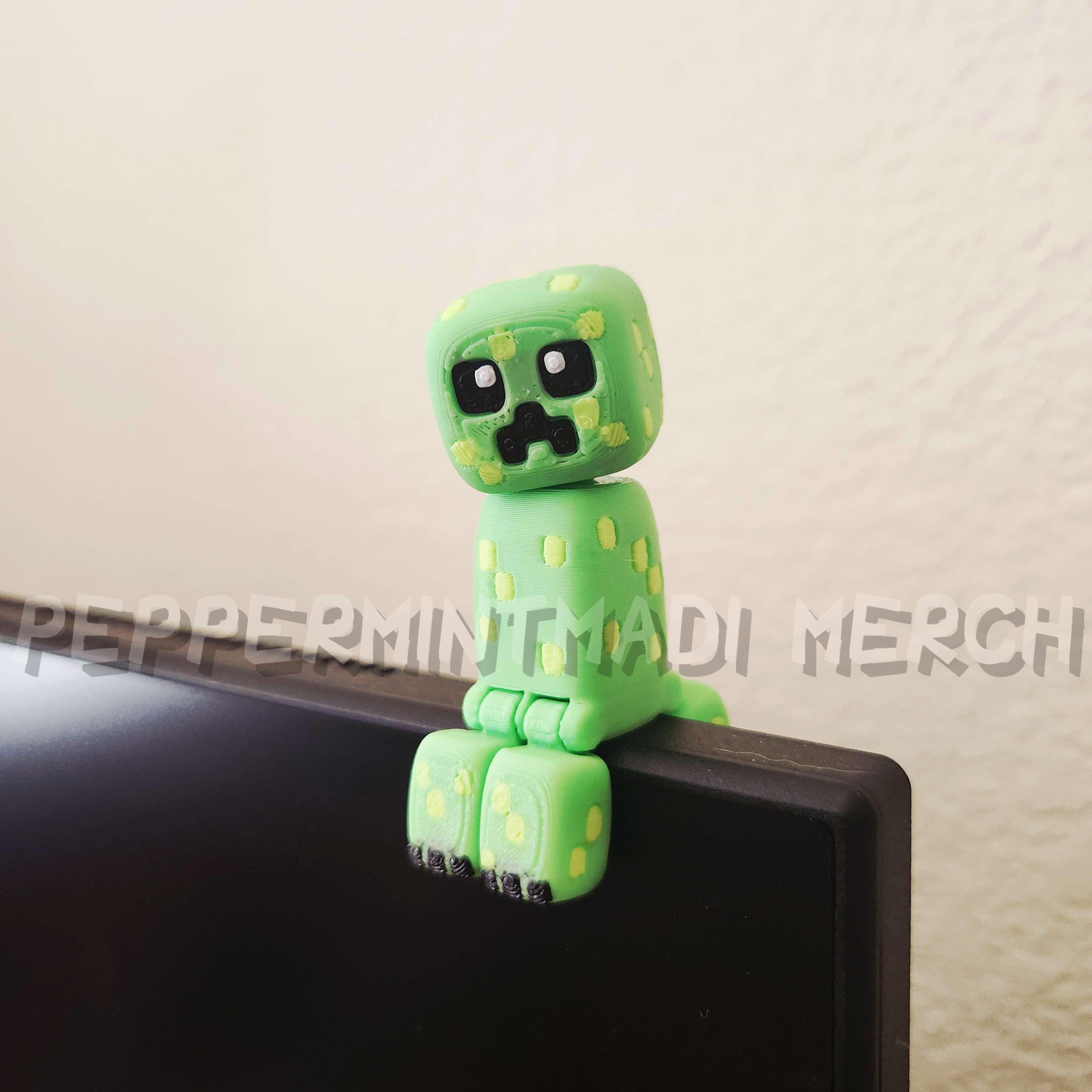 Wiggly Creeper Fidget | 3D Printed PLA Game-inspired Desk Toy | Articulated Pixelated ...