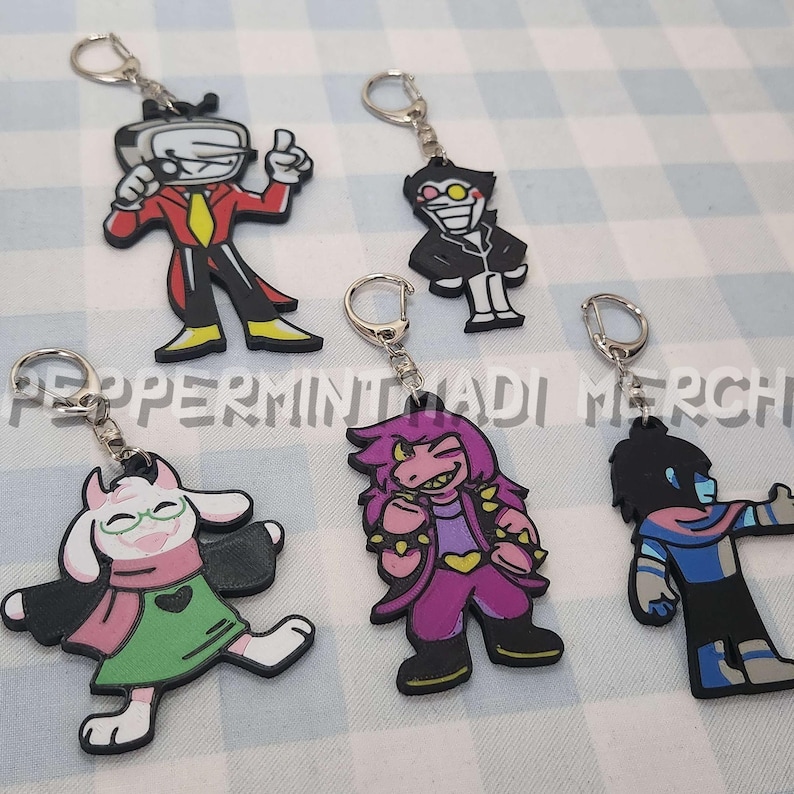 Deltarune Keychain Collection | 3D Printed Kris Susie Ralsei Spamton ...