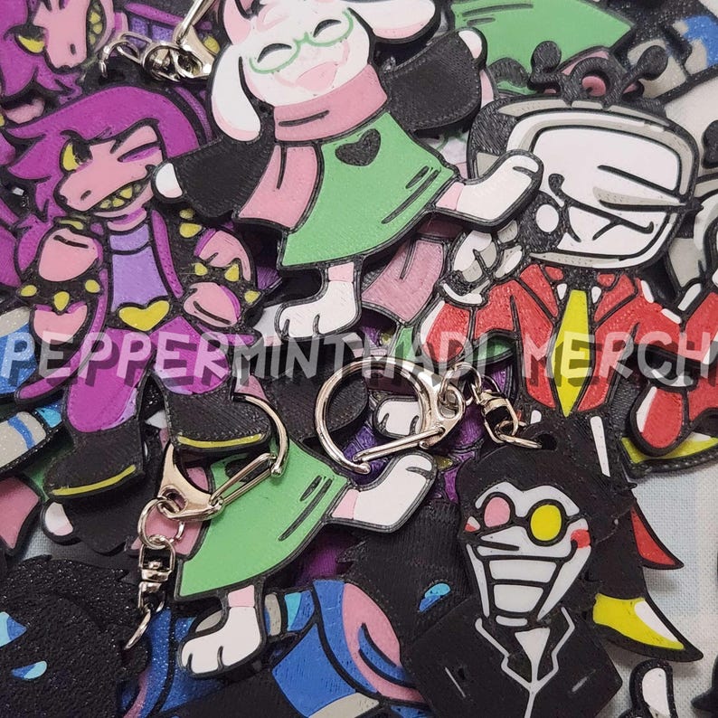 Deltarune Keychain Collection | 3D Printed Kris Susie Ralsei Spamton ...
