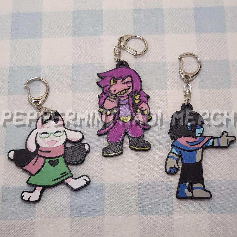 Deltarune Keychain Collection | 3D Printed Kris Susie Ralsei Spamton ...