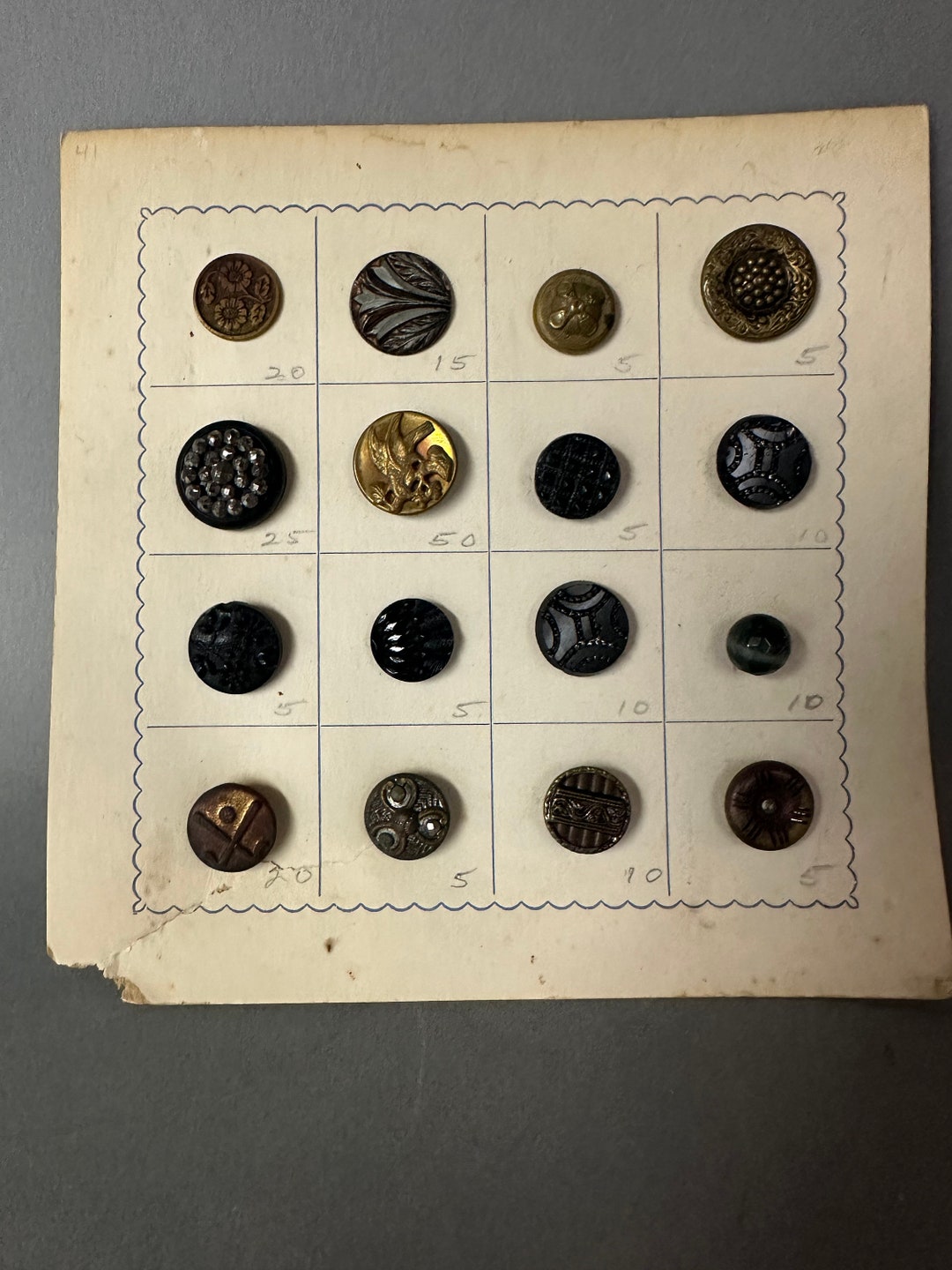 Antique Victorian Button Collector Card of 16 Buttons Circa 1900s - Etsy