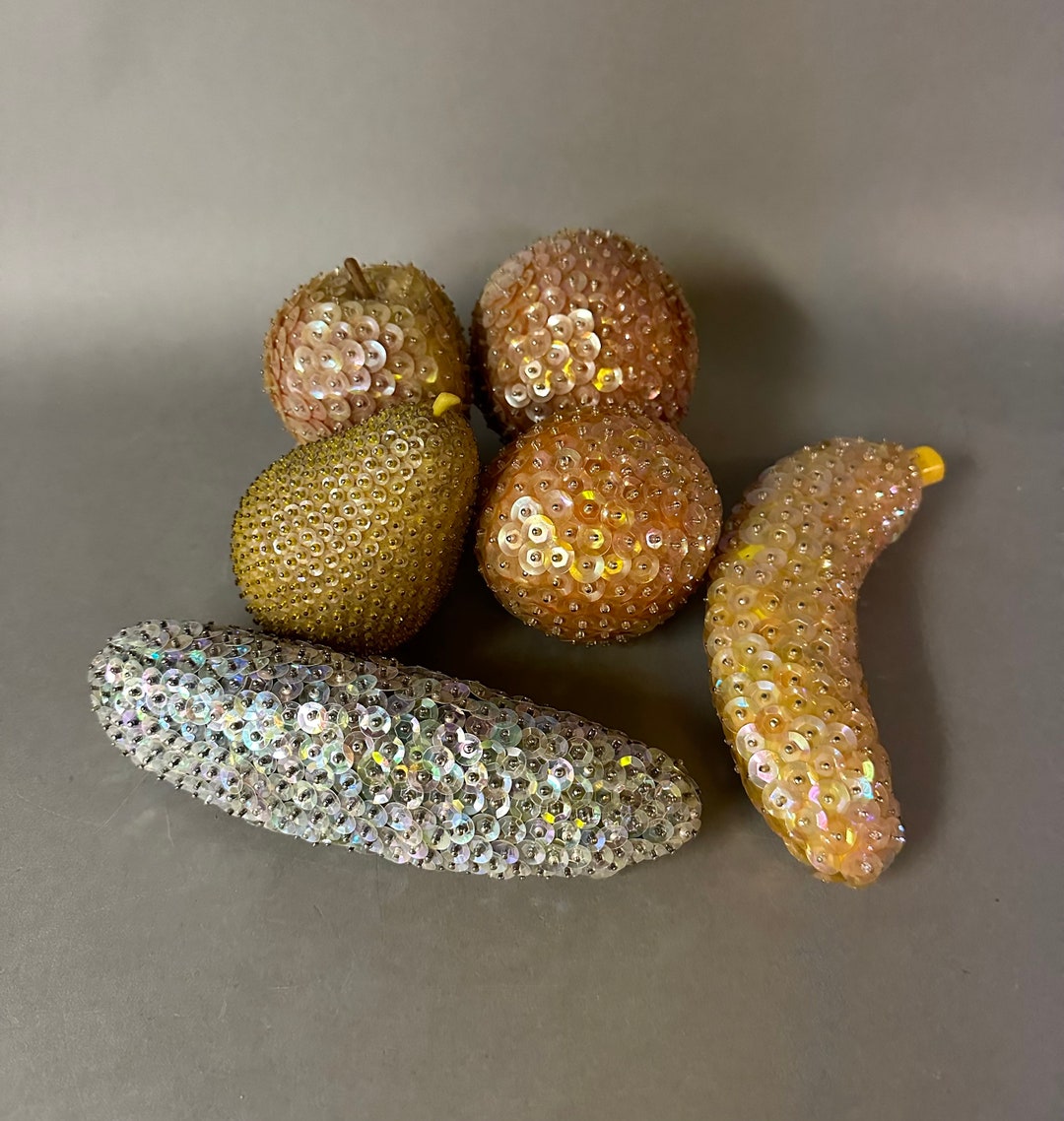 Vintage Six Piece Sequin Push Pin Fruits Vegetables 1960s - Etsy