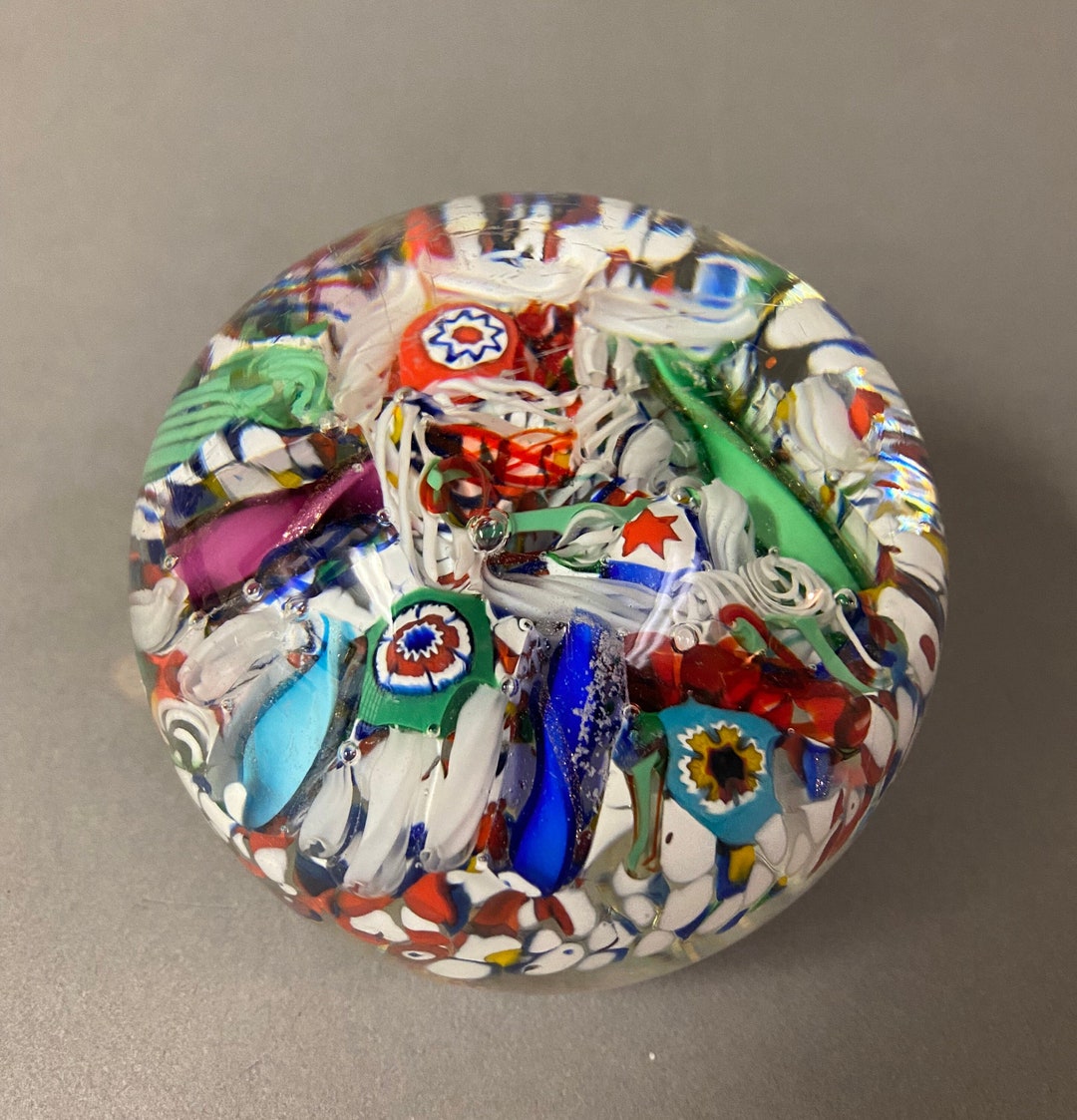 Vintage Gentile Glass Star City Millefiore Art Glass Paperweight - Etsy