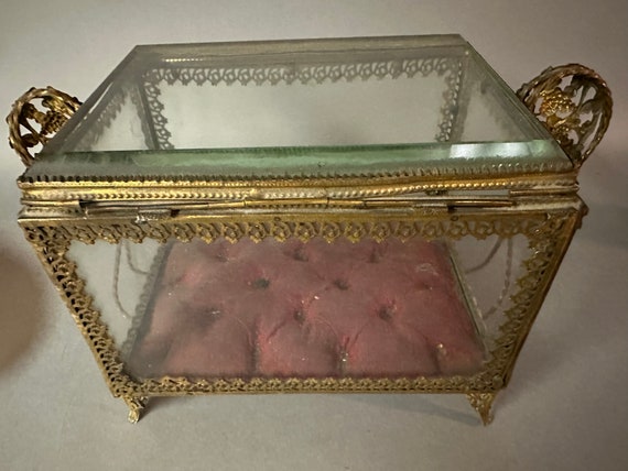 Antique French Gilt Brass Glass Reliquary Bridal Jewe… - Gem