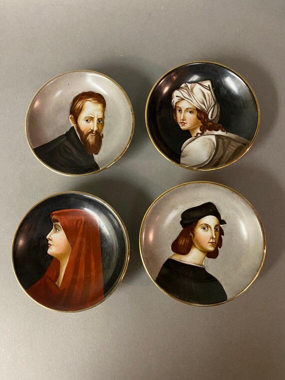Antique Set Four Miniature Hand Painted Italian Renaissance | Etsy
