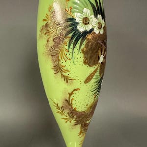 Antique Pair Victorian Hand Painted Enamel Decorated Glass Vases Circa ...