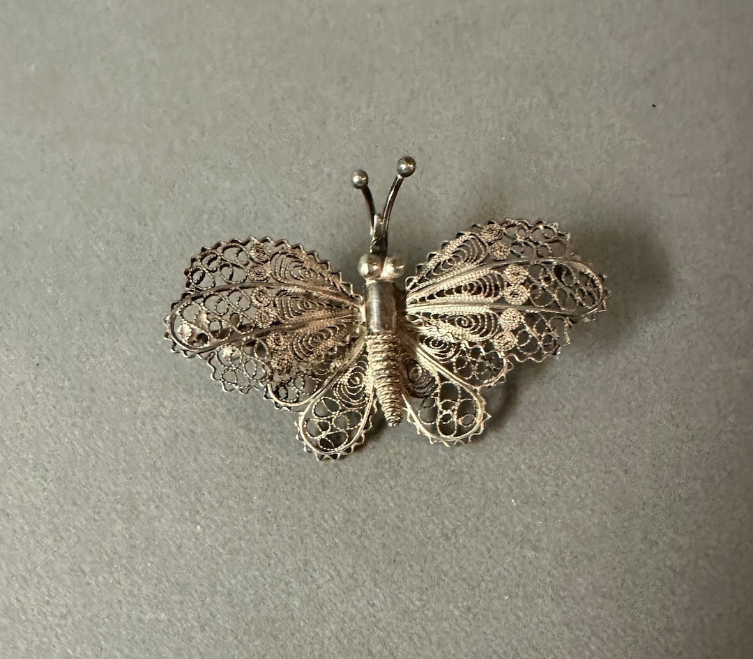 Antique Silver Filigree Butterfly Brooch Pin Circa 1910 - Etsy