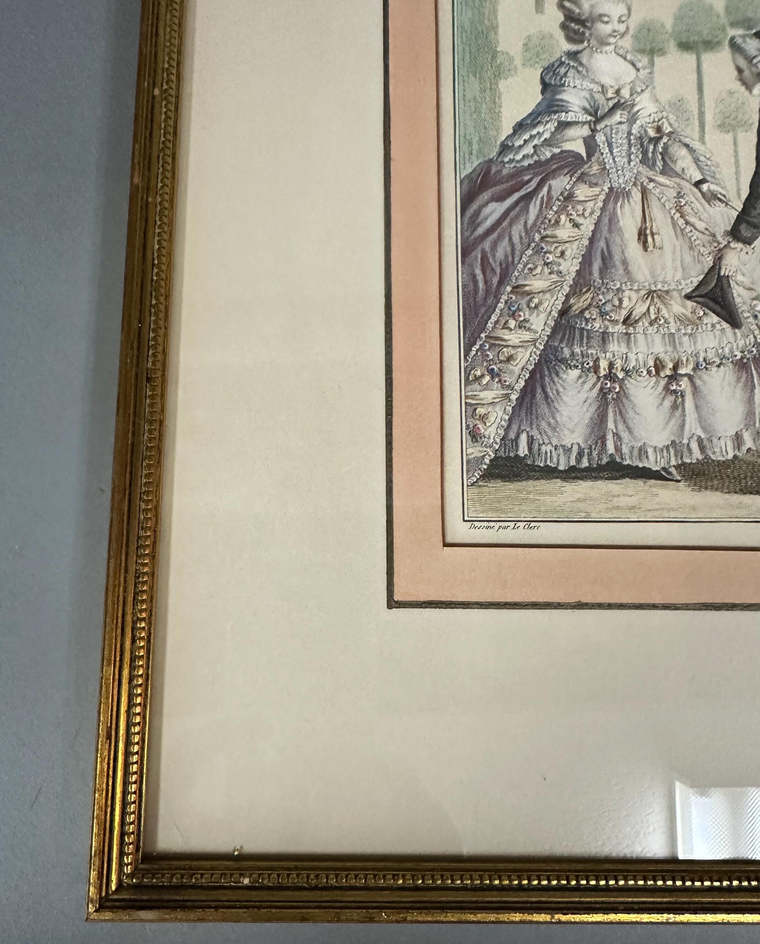 Antique French Lithograph Engraving Courting Scene Lady in A Lilac ...