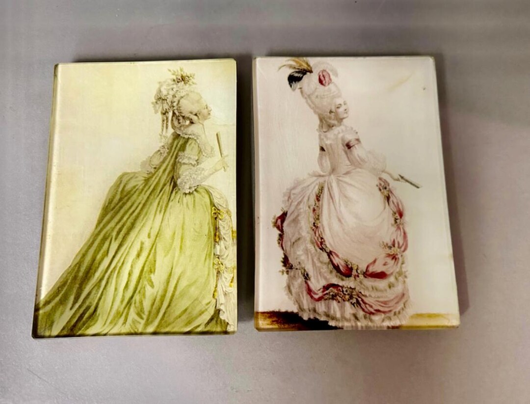Two Glass Decoupage French Fashion Lady Plates - Etsy