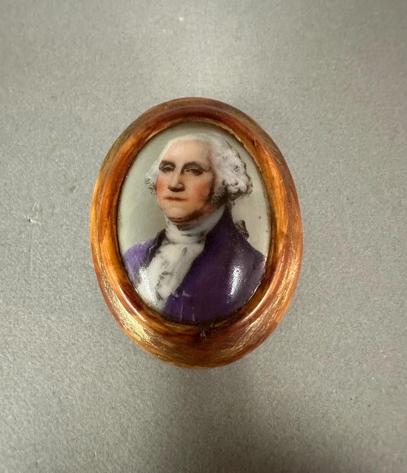 Antique Pair Hand Painted Porcelain Portrait Brooches George & Martha ...