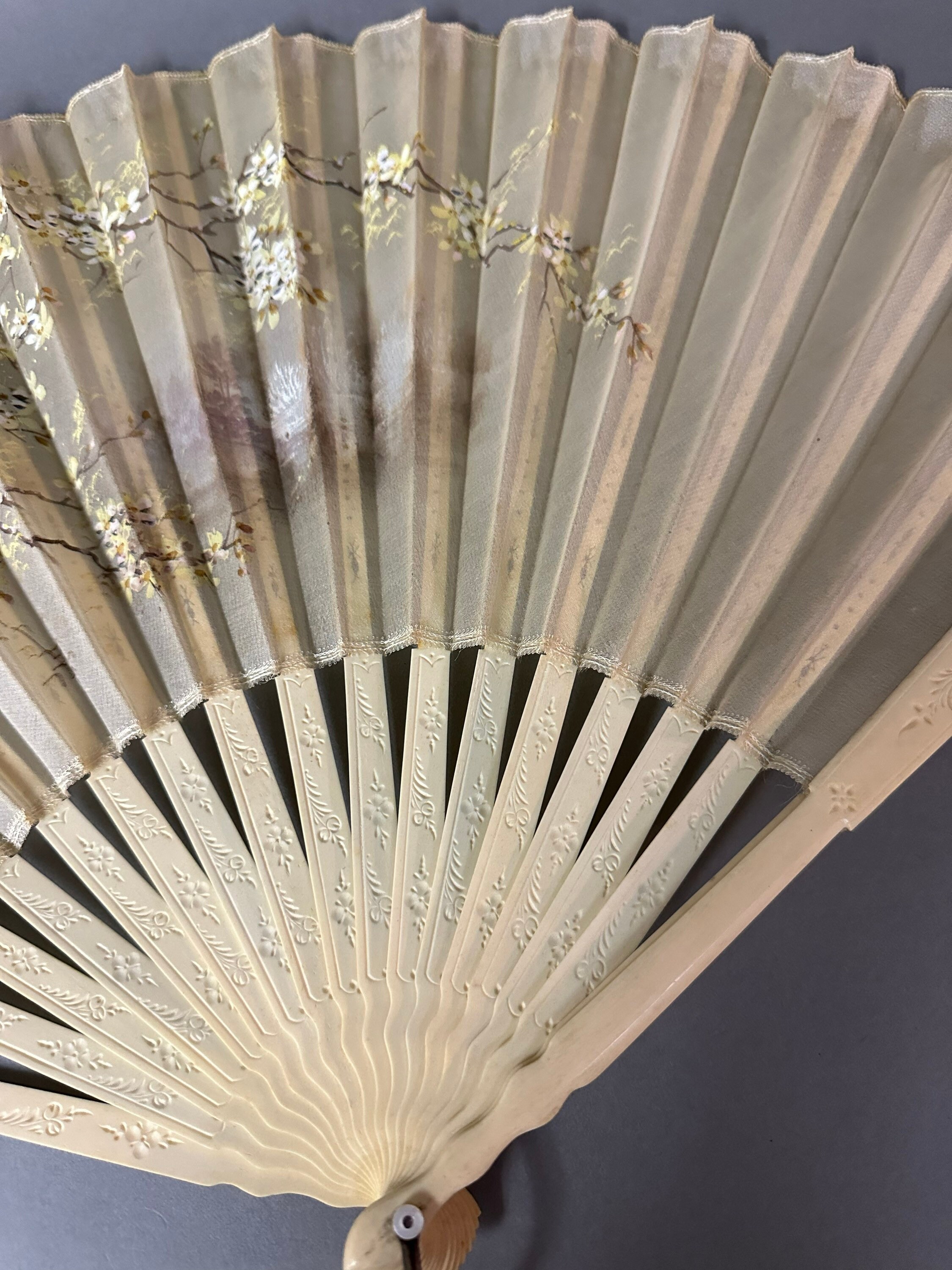 Antique Large Victorian French Hand Painted Silk Hand Fan 19th C - Etsy