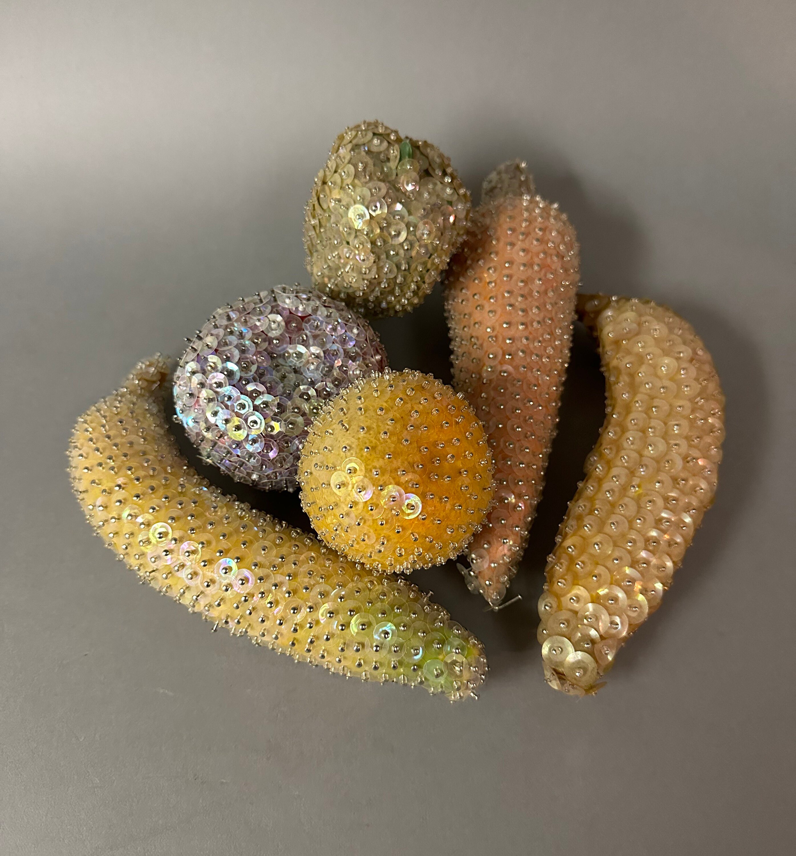 Vintage Six Piece Sequin Push Pin Fruits Vegetables 1960s - Etsy