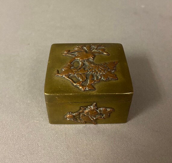 Antique Asian Brass Copper Decorated Box Circa 1900 - Gem