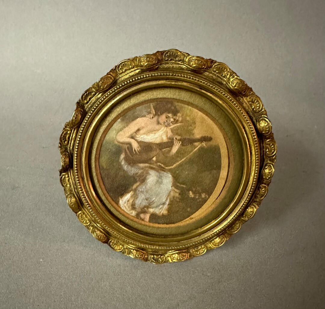 Victorian Hand Colored Miniature Print in Easel Back Frame Circa 1890 ...
