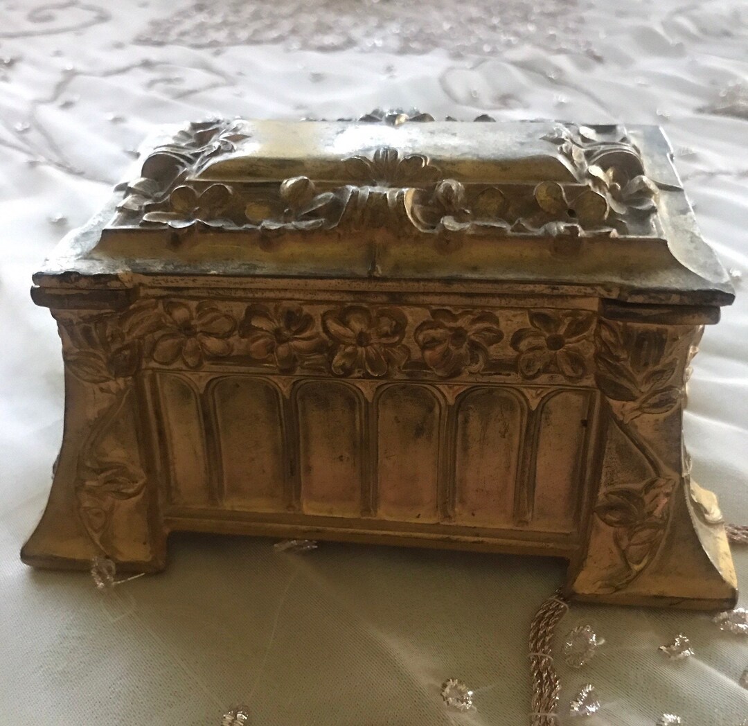 Antique Art Nouveau Gilt Metal Jewel Casket Box Circa 1890 - Etsy
