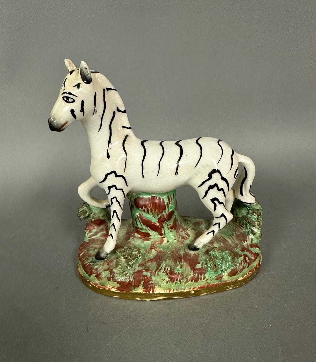 Antique English Staffordshire Pottery Cabinet Statue of Zebra Circa ...