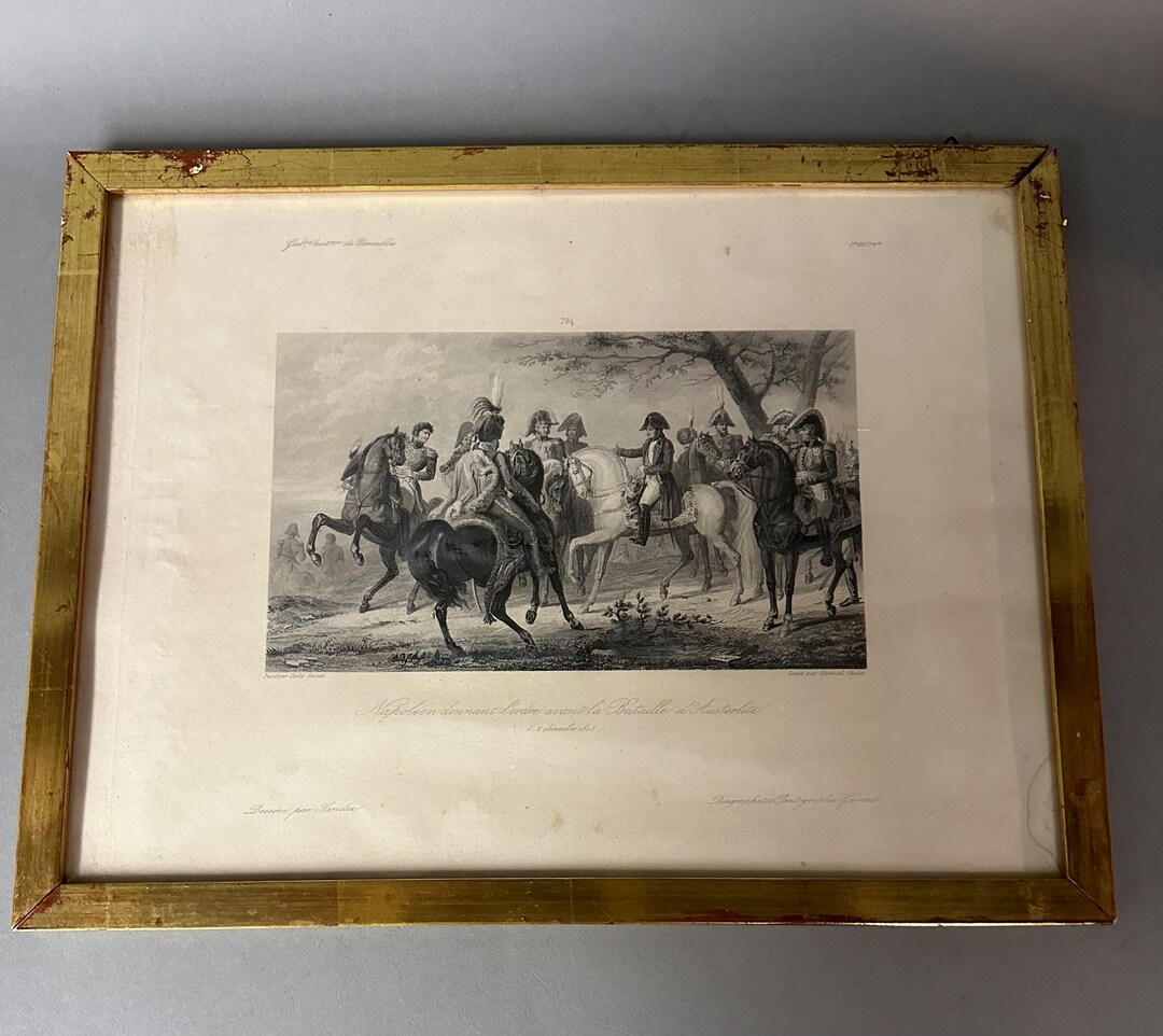 Antique French Lithograph of Napoleon Bonaparte Battle of Austerlitz ...