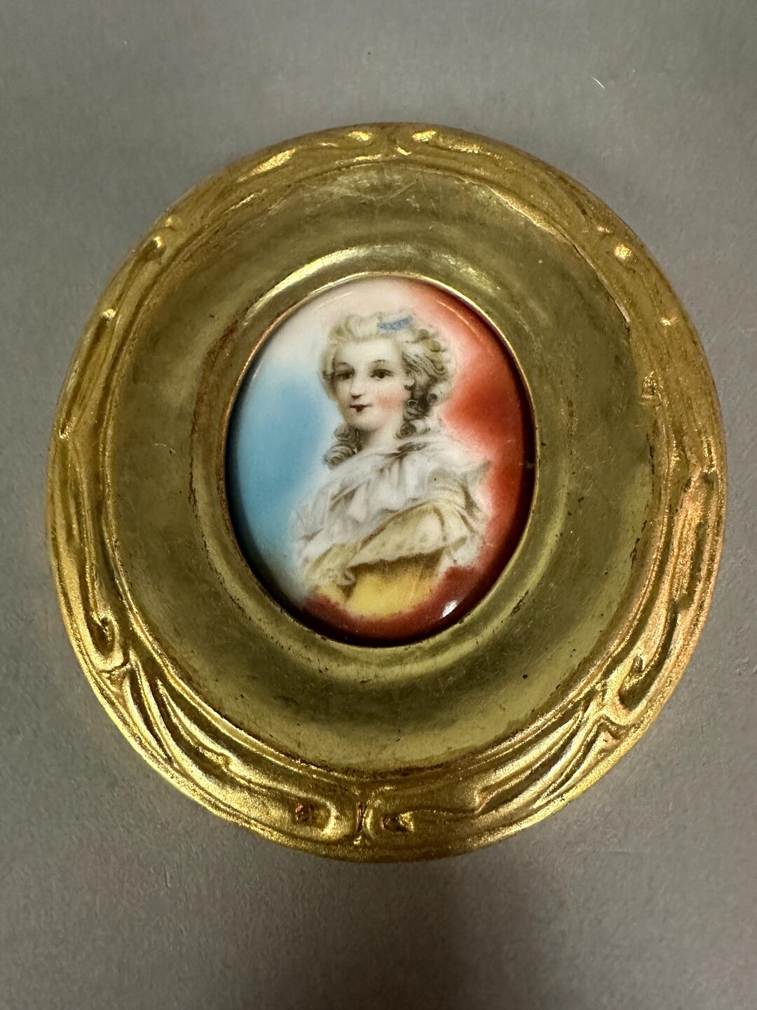 Victorian Miniature Porcelain Portrait of Young Woman in Gilt Wood ...