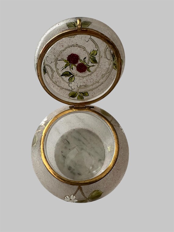 Antique Victorian Hand Enameled Art Glass Jewel Box C… - Gem