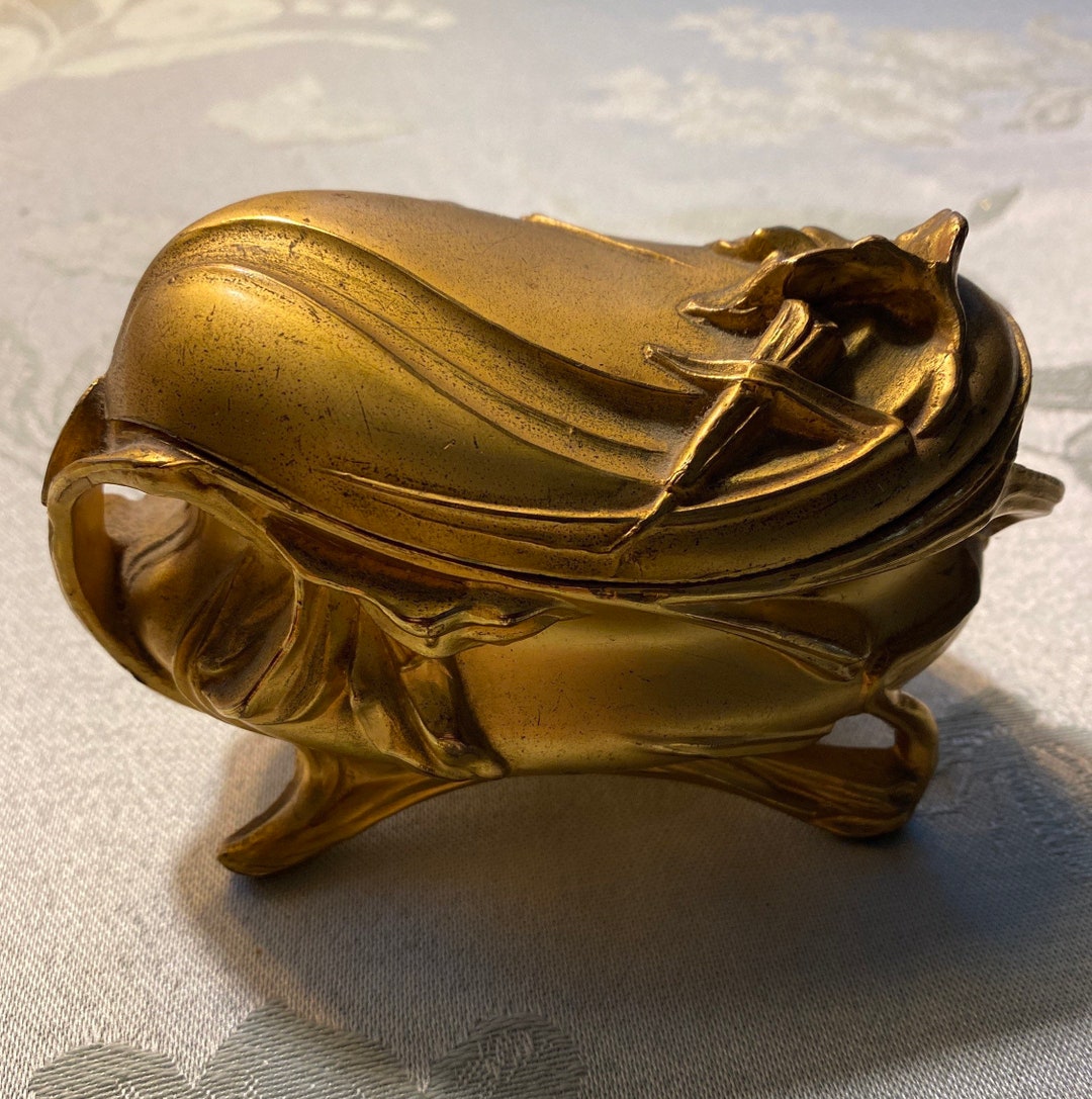 Antique Art Nouveau Gilt Metal Jewel Box Casket Circa 1900 - Etsy
