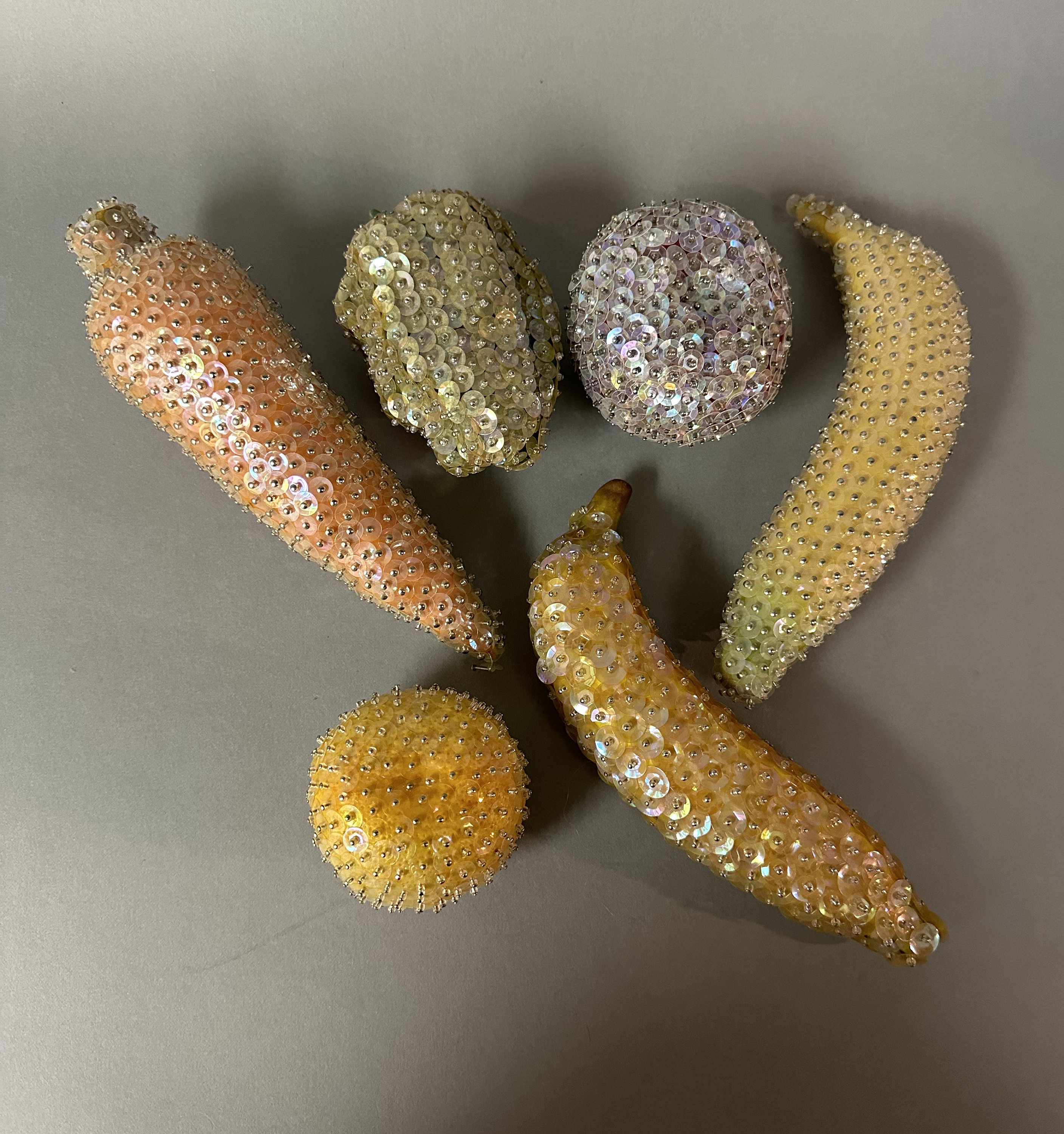 Vintage Six Piece Sequin Push Pin Fruits Vegetables 1960s - Etsy