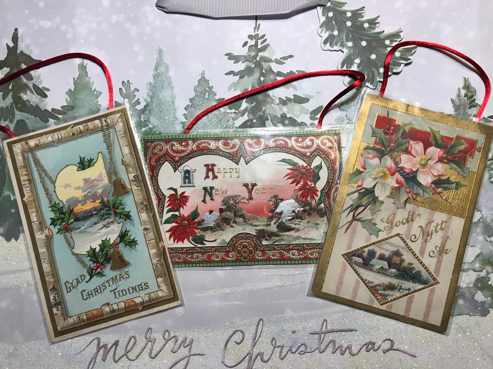Antique Holiday Christmas Post Card Ornaments Circa 1900 - Etsy