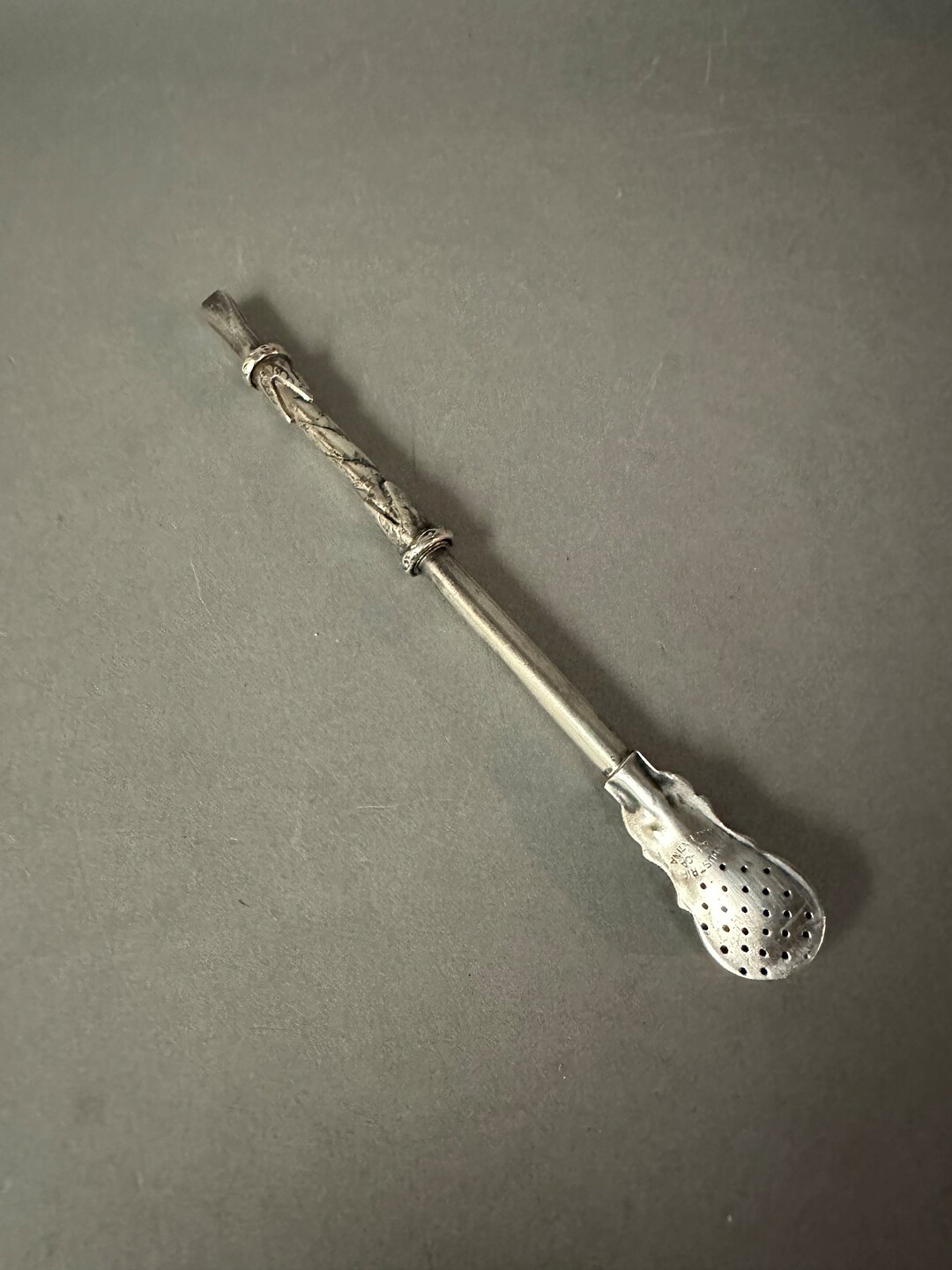 Antique Ornate Alpaca Silver Bombilla Yerba Mate Tea Spoon Circa 1920 ...