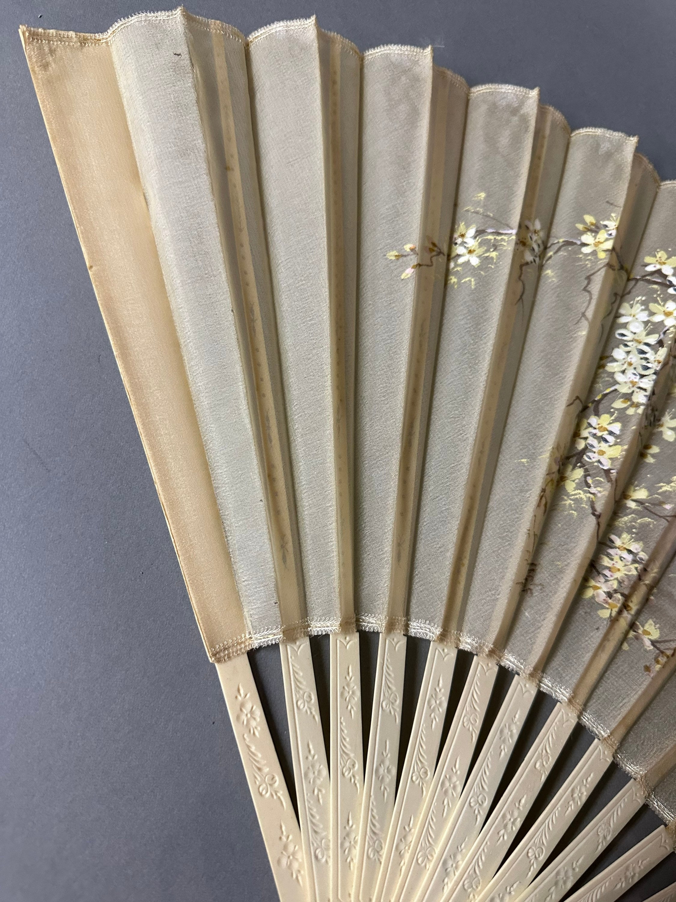 Antique Large Victorian Hand Painted Silk Hand Fan 19th C - Etsy