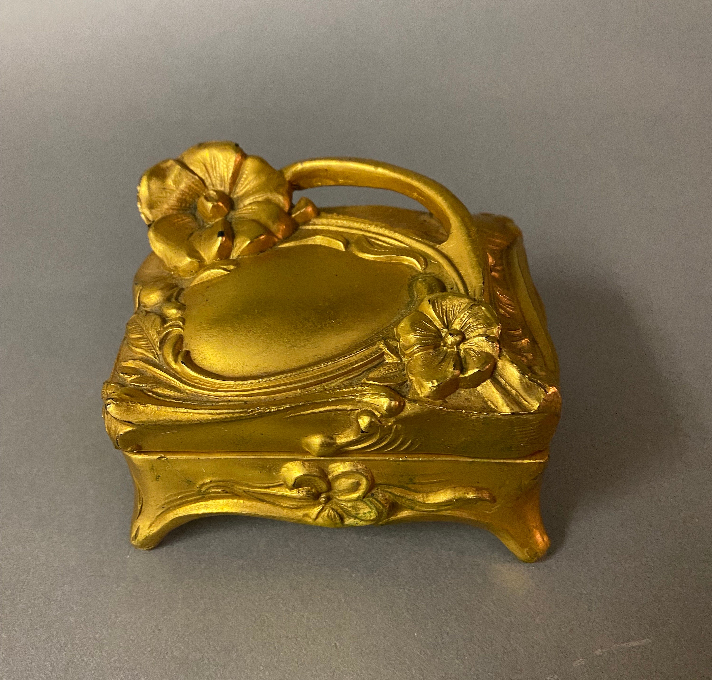 Antique Art Nouveau Gilt Metal Jewel Box Circa 1900 - Etsy