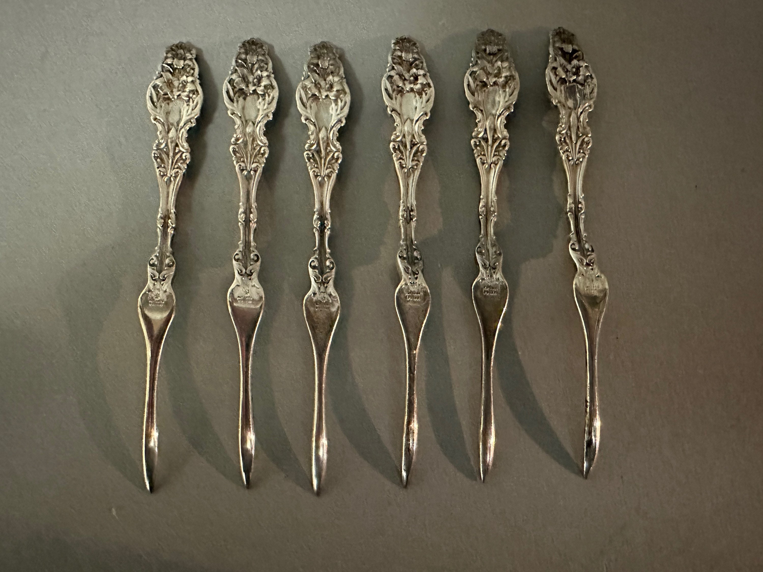 Antique Set of Six Whiting Solid Sterling Silver Lily Nut Picks Circa ...
