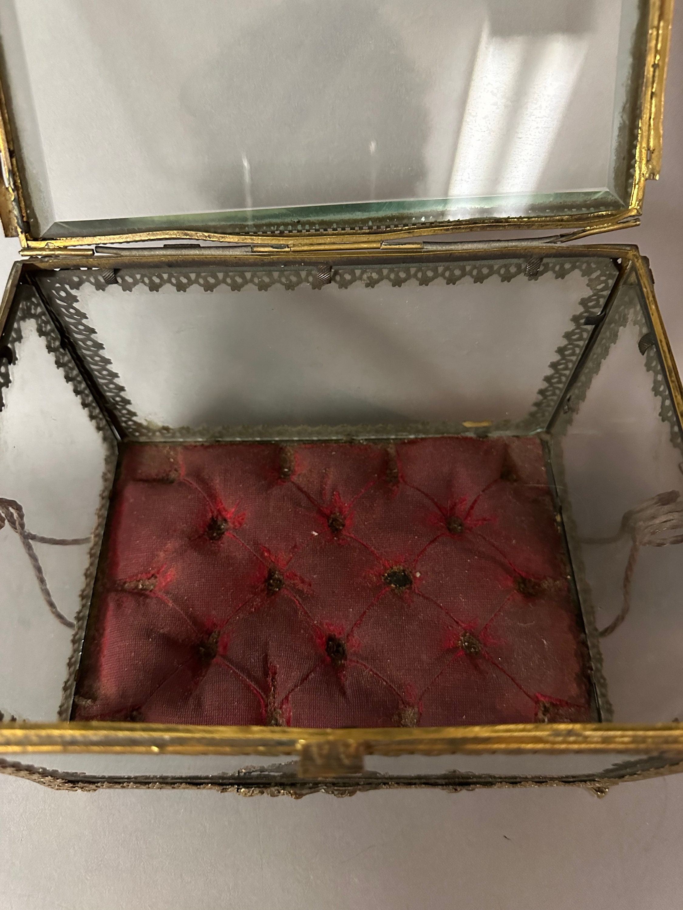 Antique French Gilt Brass Glass Reliquary Bridal Jewel Casket 19th C - Etsy