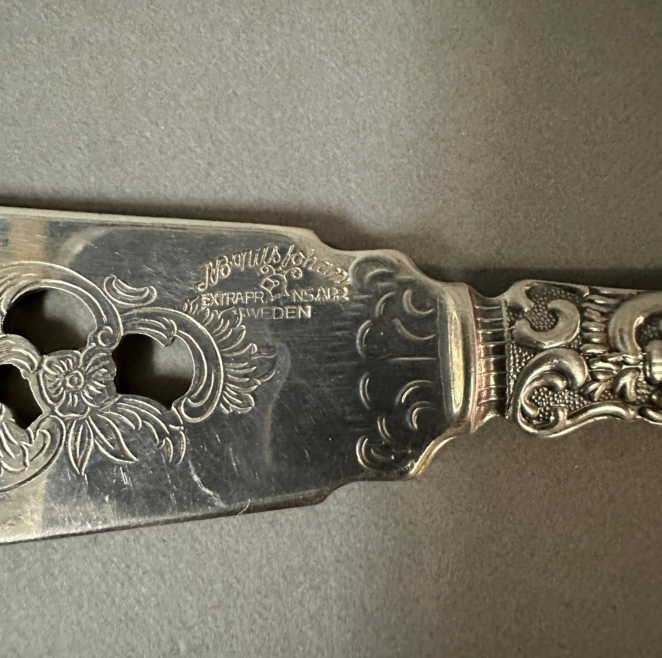 Vintage AB Nils Johan Swedish Ornate Silver Plate Fish Serving Knife - Etsy
