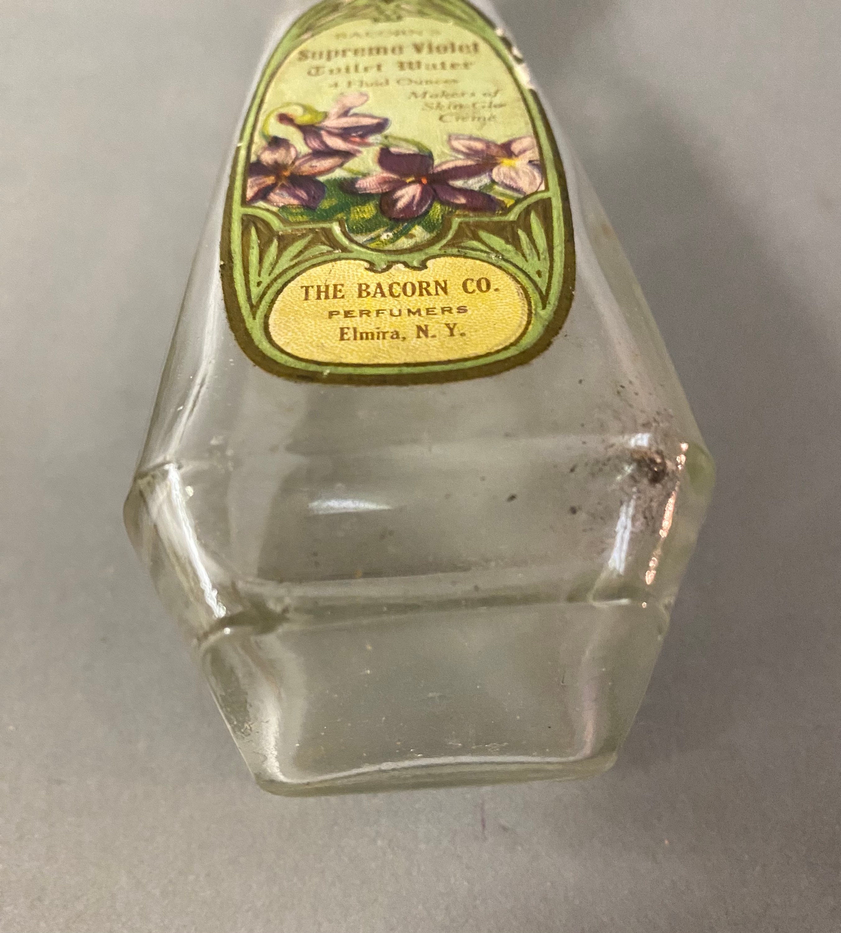 Vintage Bacorn Company Perfume Supreme Violet Toilet Water Bottle Circa ...